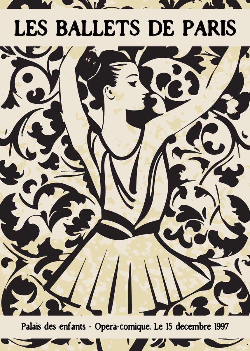 'Monochrome French Ballet' Poster, picture, metal print, paint by BluePinkPanther | Displate