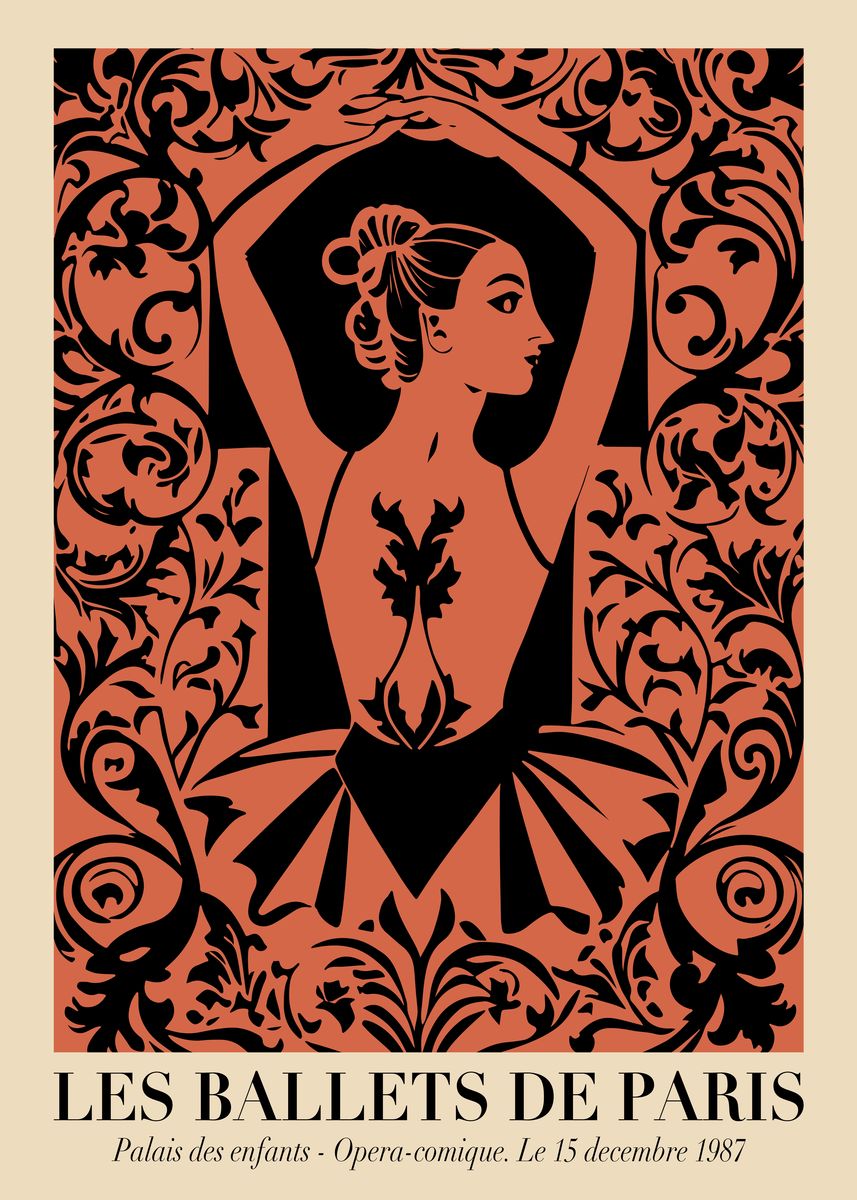 'Art Nouveau Ballet Poster' Poster, picture, metal print, paint by BluePinkPanther | Displate
