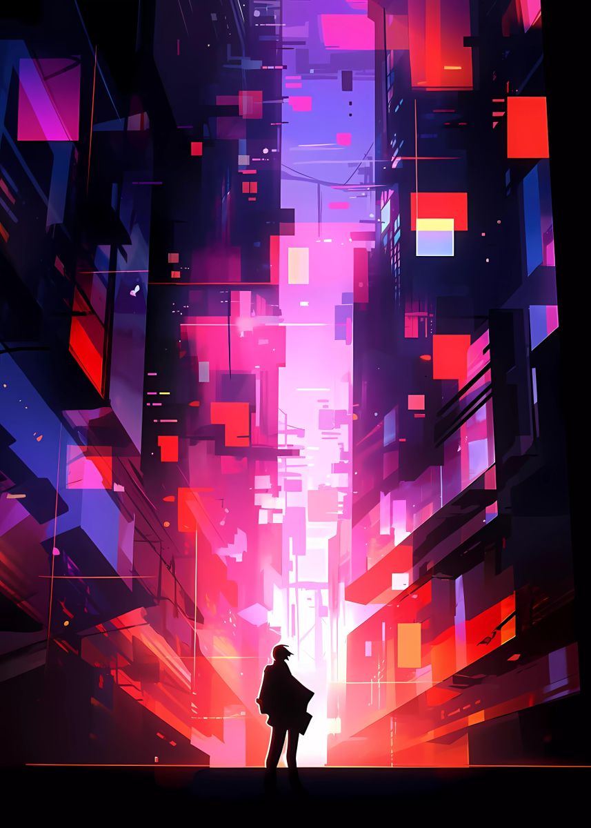 'Cyberpunk Anime City' Poster by Kn1pz | Displate