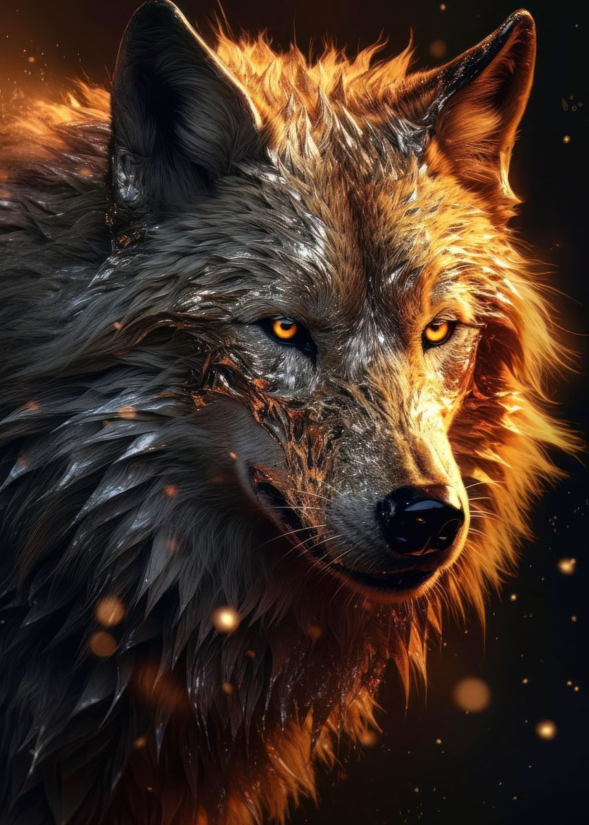 'Golden white wolf' Poster, picture, metal print, paint by Adel S ...