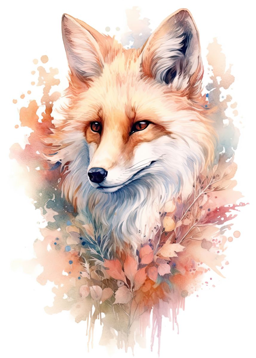 'Cute Watercolor Fox' Poster, picture, metal print, paint by BestPrints ...