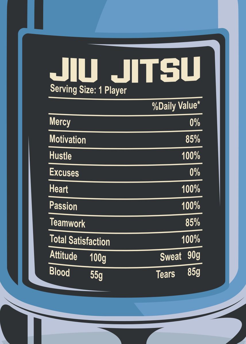 'Jiu Jitsu Nutrition Facts' Poster, picture, metal print, paint by ...