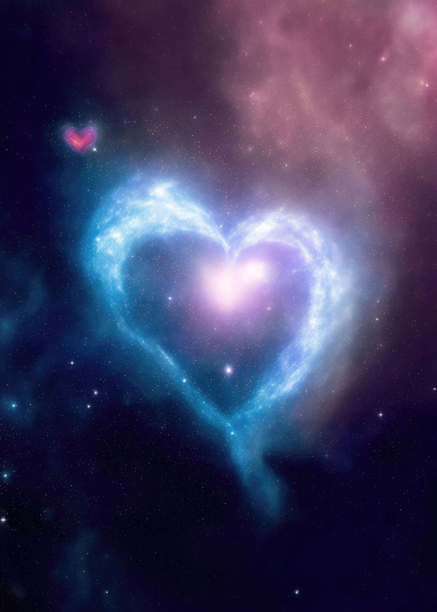 'Galaxy heart shaped cute' Poster, picture, metal print, paint by ...