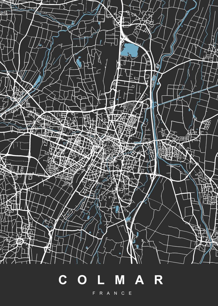 'COLMAR FRANCE Map' Poster, picture, metal print, paint by UrbanMaps ...