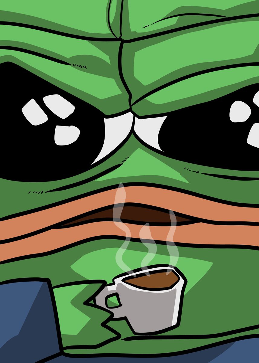 'pepe and coffee' Poster, picture, metal print, paint by hafis ...