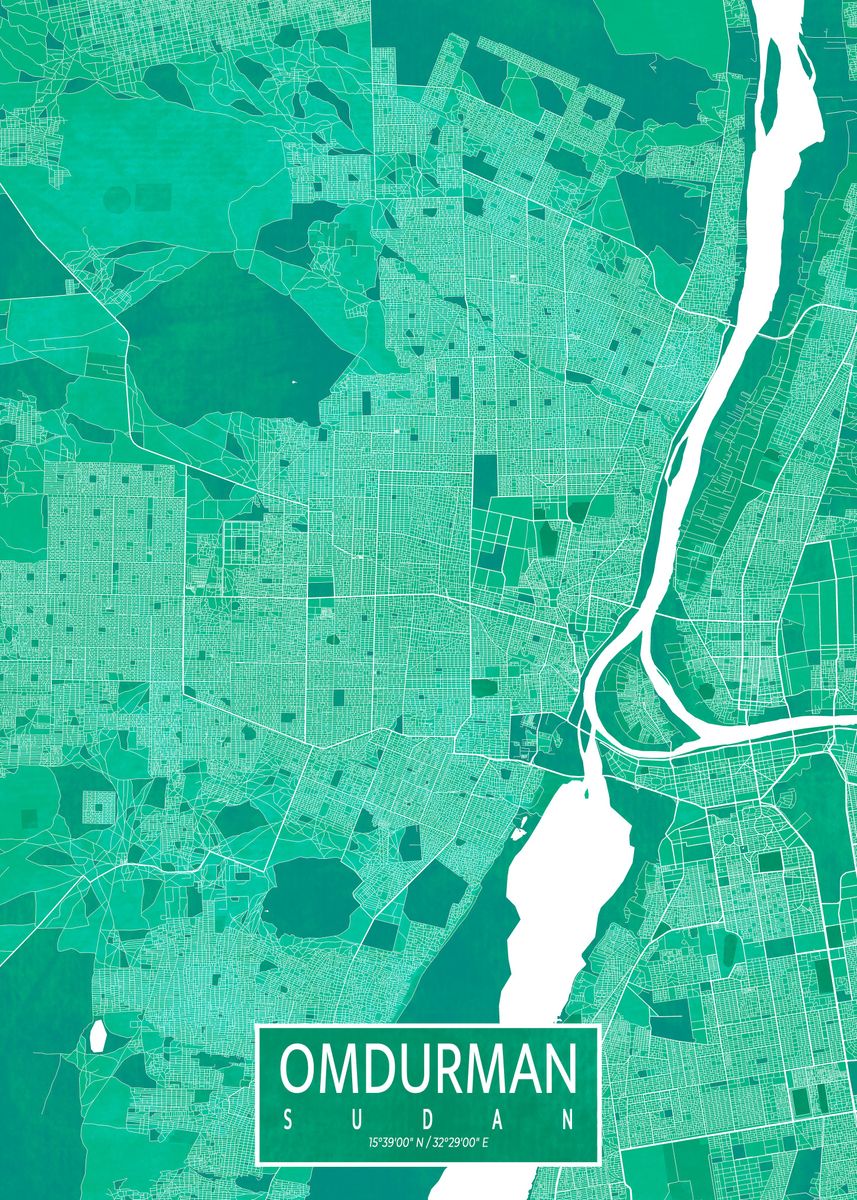 'Omdurman Map Watercolor' Poster, picture, metal print, paint by deMAP ...
