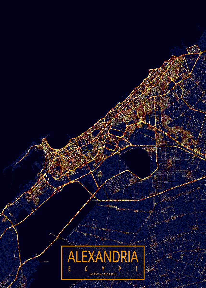 'Alexandria City At Night' Poster, picture, metal print, paint by deMAP Studio | Displate