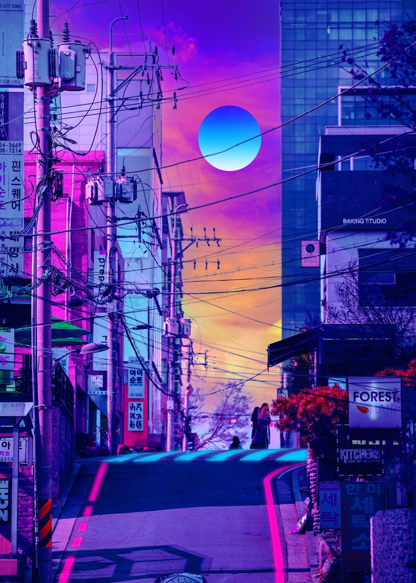 'Cold Hued City' Poster, picture, metal print, paint by Visions of ...