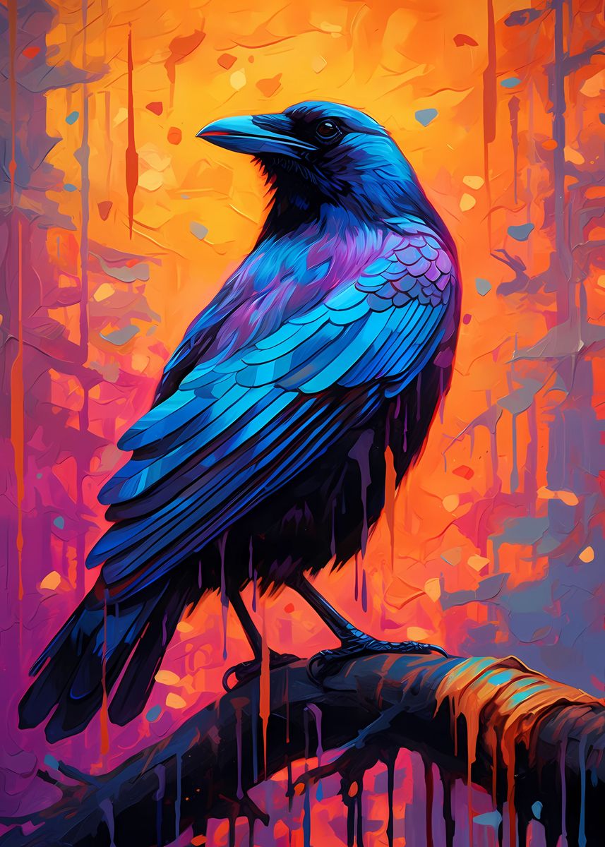 'Crow Colorful Raven' Poster by AnHa | Displate