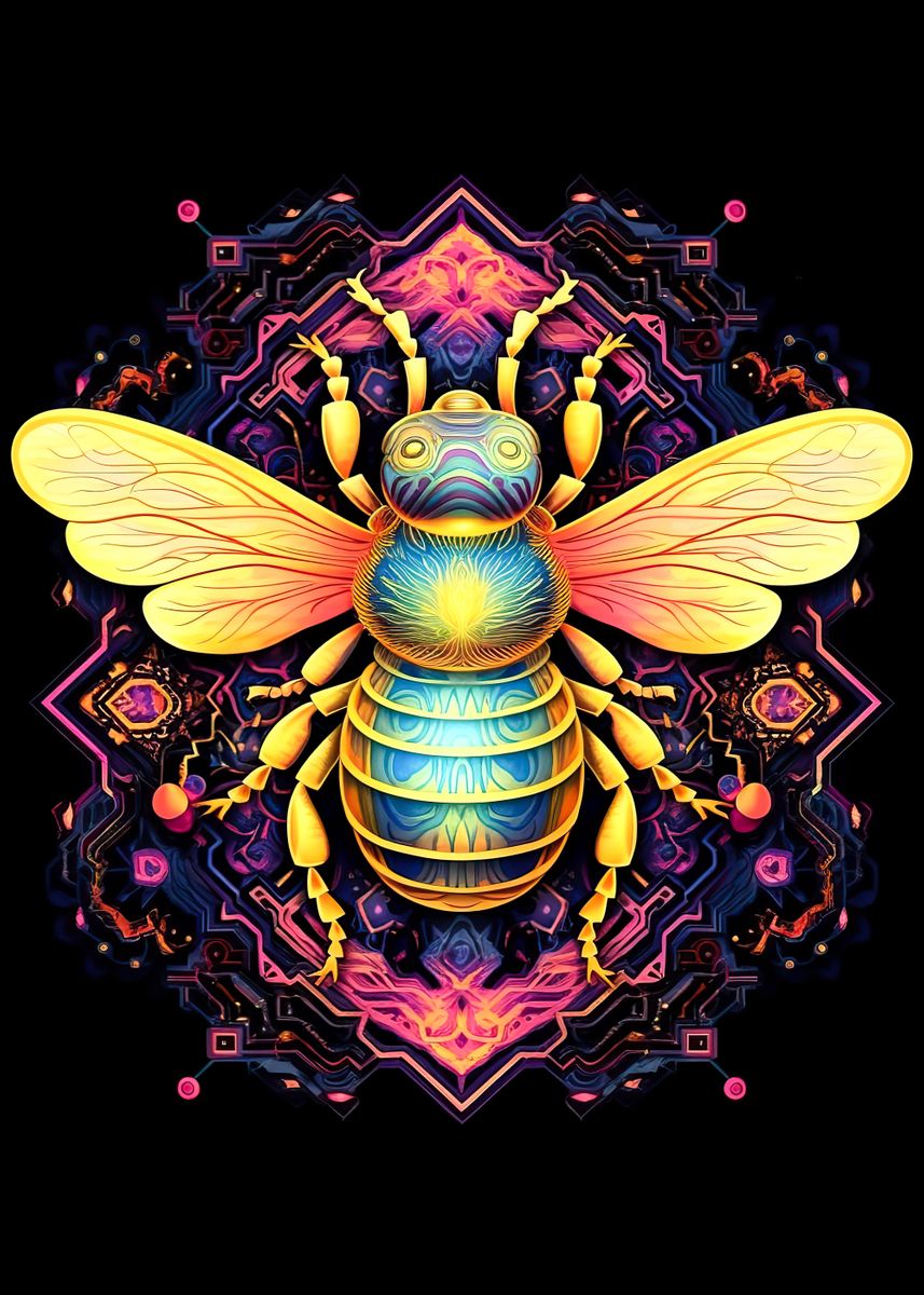'Psychedelic bee' Poster, picture, metal print, paint by Siobhan Lamb ...