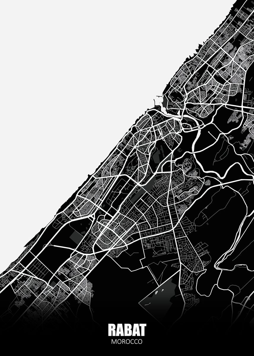'Rabat Morocco Map' Poster, picture, metal print, paint by Zake Yonkou ...
