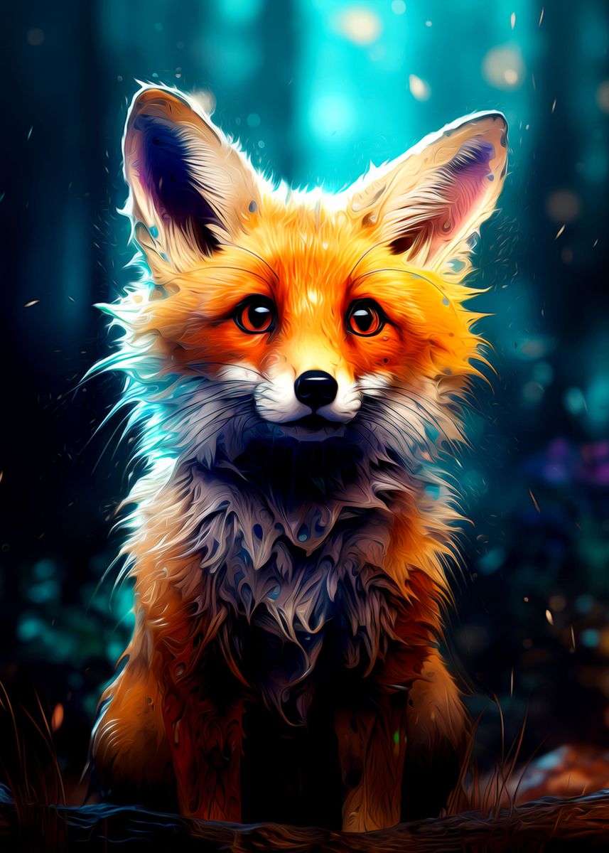 'Cute Fox' Poster, picture, metal print, paint by set more | Displate