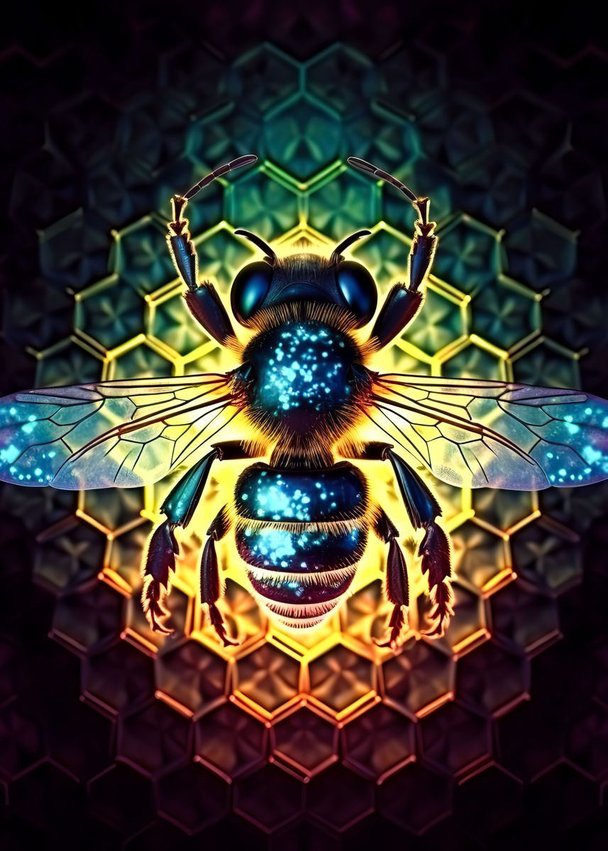 'Psychedelic bee' Poster, picture, metal print, paint by Siobhan Lamb ...