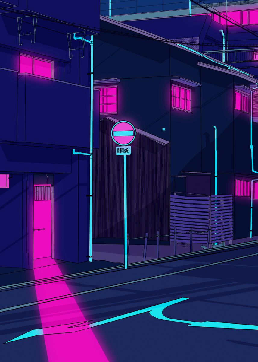 'Japan Cyber Alley ' Poster, picture, metal print, paint by Funglazie ...