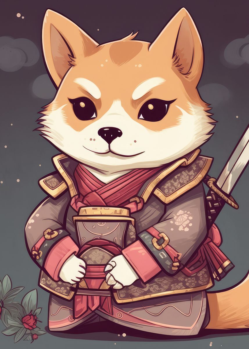 'Dog Japan Shiba Samurai' Poster, picture, metal print, paint by ...