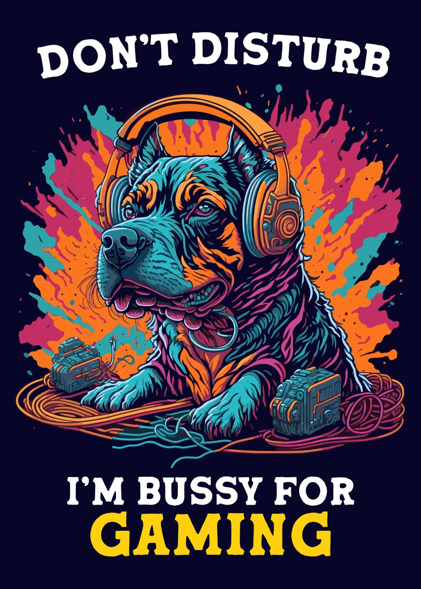 'animal cute puppy gaming' Poster, picture, metal print, paint by ...