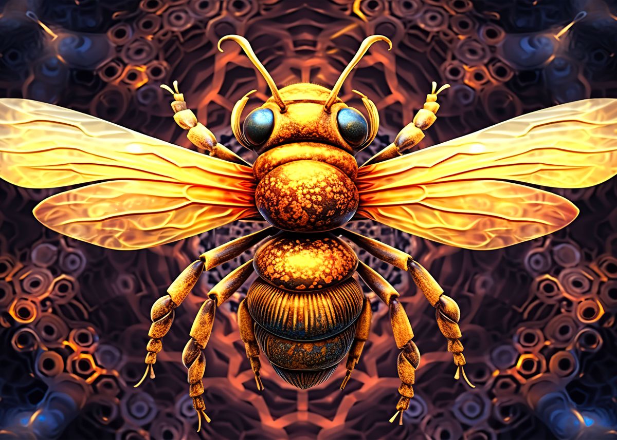 'Psychedelic bee' Poster by Siobhan Lamb | Displate