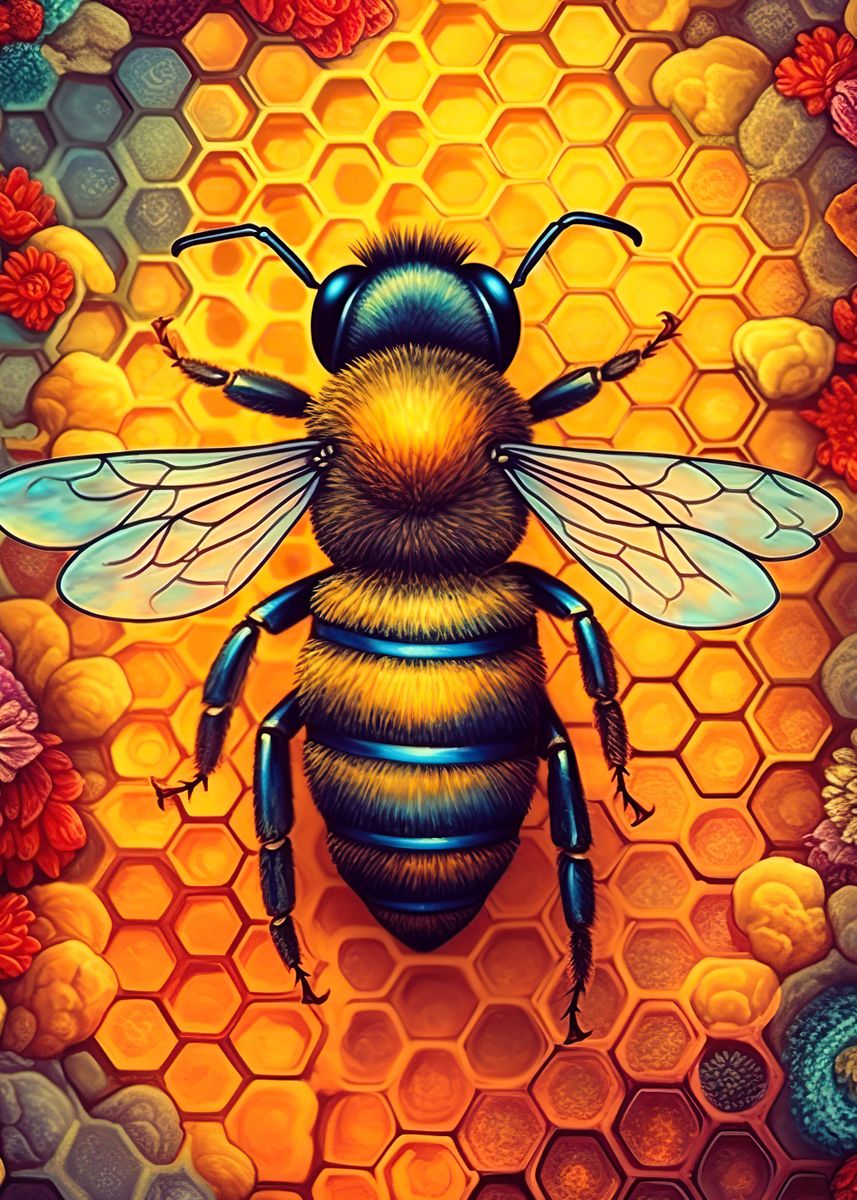'Psychedelic bee' Poster, picture, metal print, paint by Siobhan Lamb ...