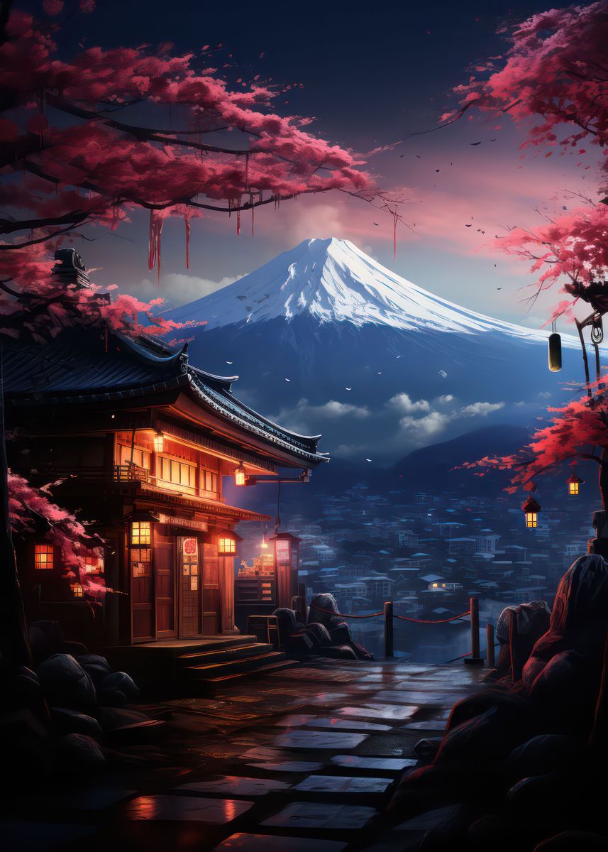 'Classic Shop Mount Fuji' Poster, picture, metal print, paint by ...