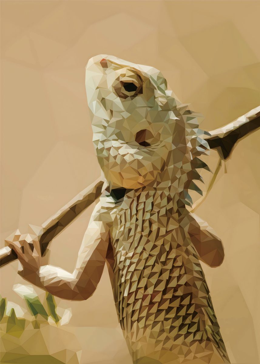 'Low Poly Lizard' Poster, picture, metal print, paint by Yudha | Displate