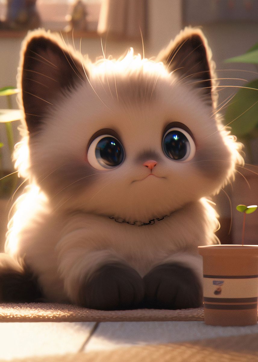 'Cute Fat Siamese Cat' Poster, picture, metal print, paint by Morgan ...