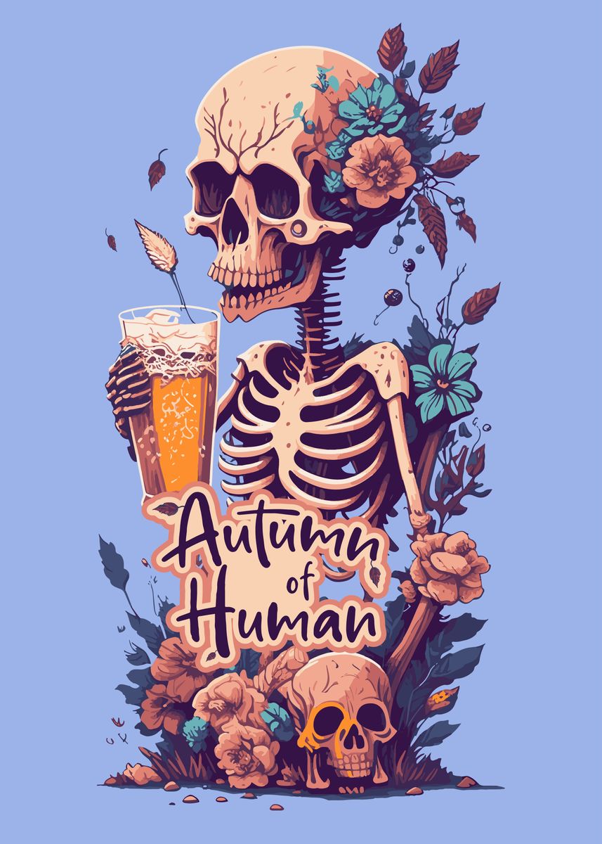 'Death Skull drinking beer' Poster, picture, metal print, paint by ...