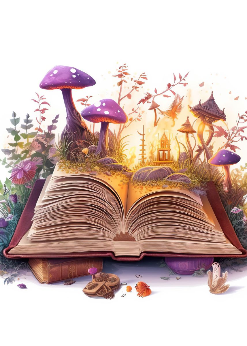 'magical watercolor books' Poster, picture, metal print, paint by ...