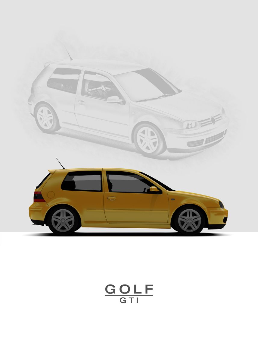 '2001 Golf GTI MK4 Yellow' Poster, picture, metal print, paint by 21 ...