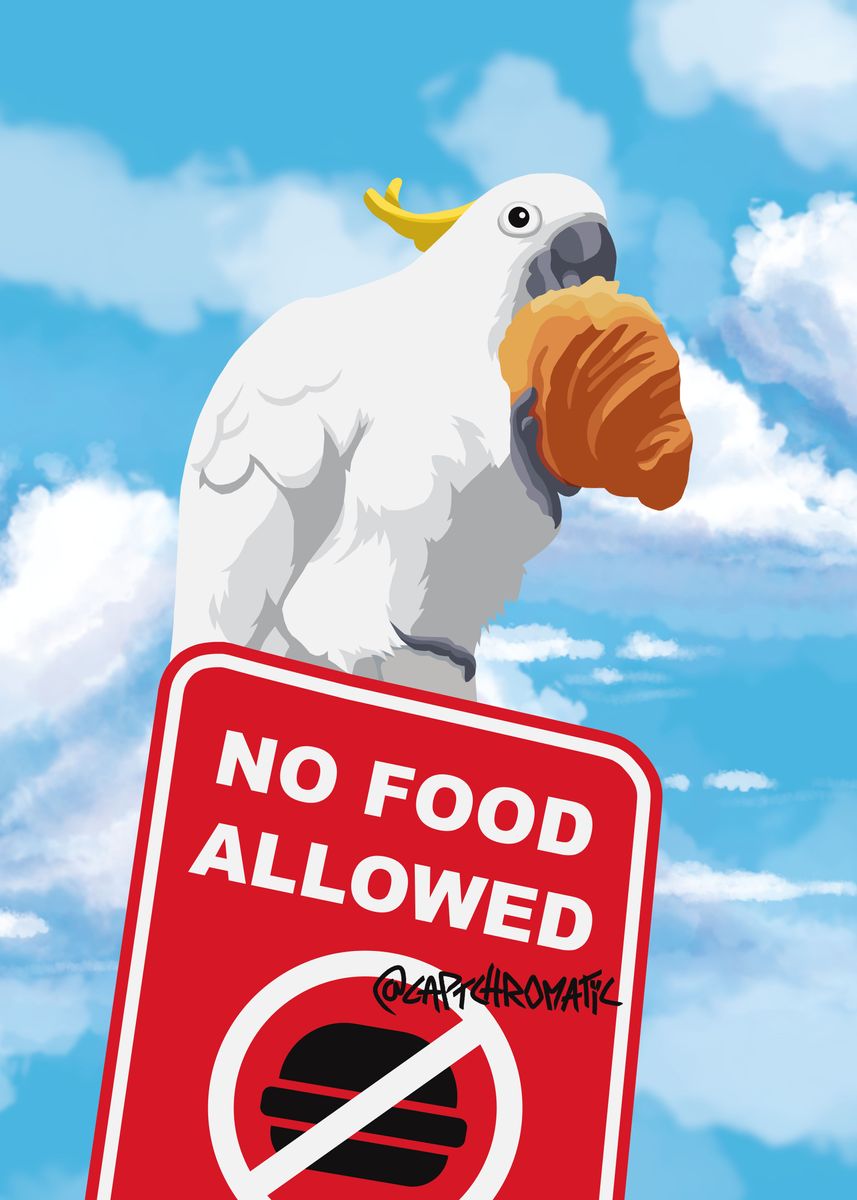 'Cockatoo and a croissant' Poster by Captain Chromatic | Displate