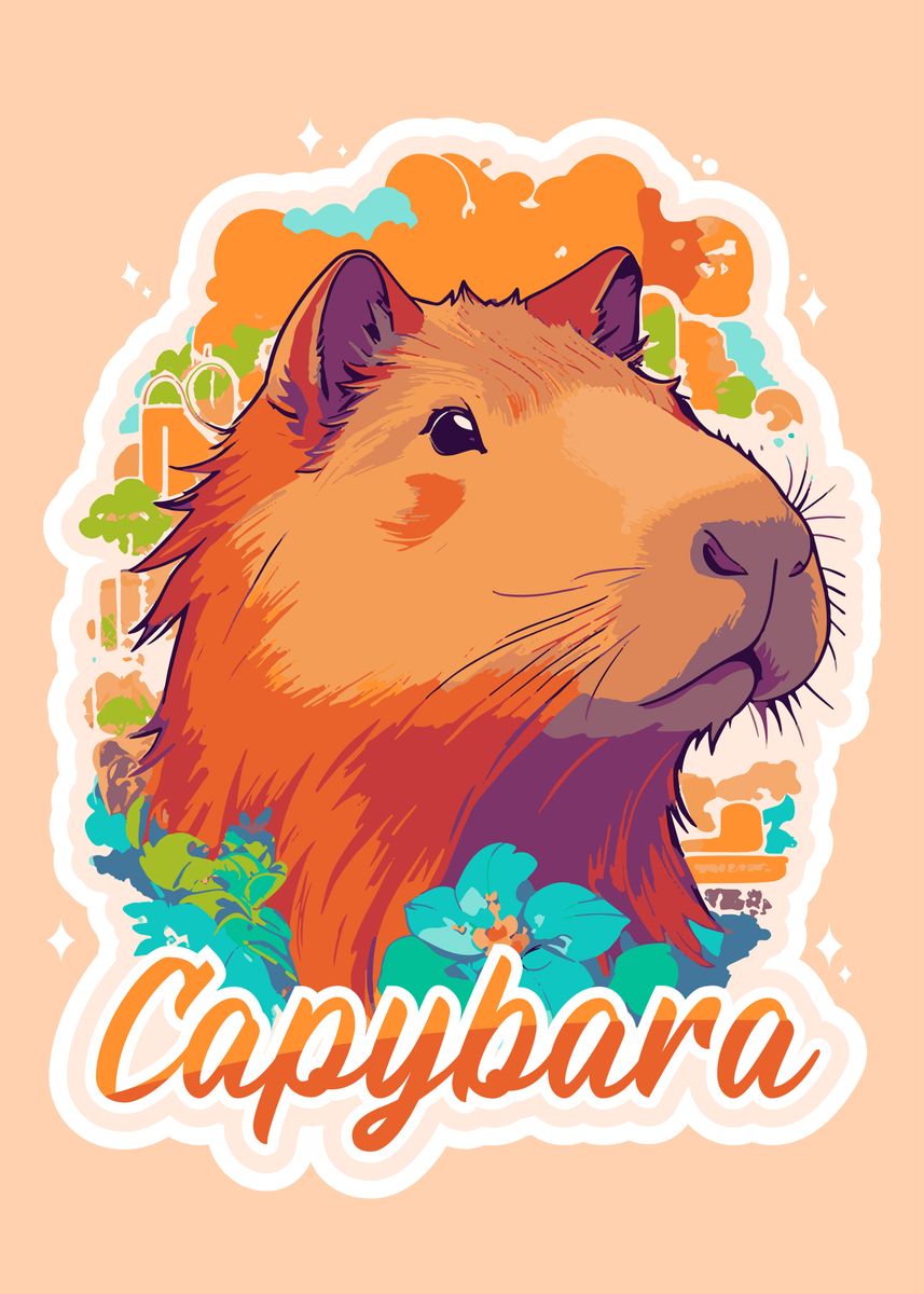 'capybara' Poster, picture, metal print, paint by Instinct Studio ...
