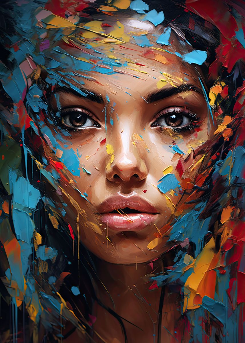 'colorful woman portrait' Poster by Jerhus | Displate