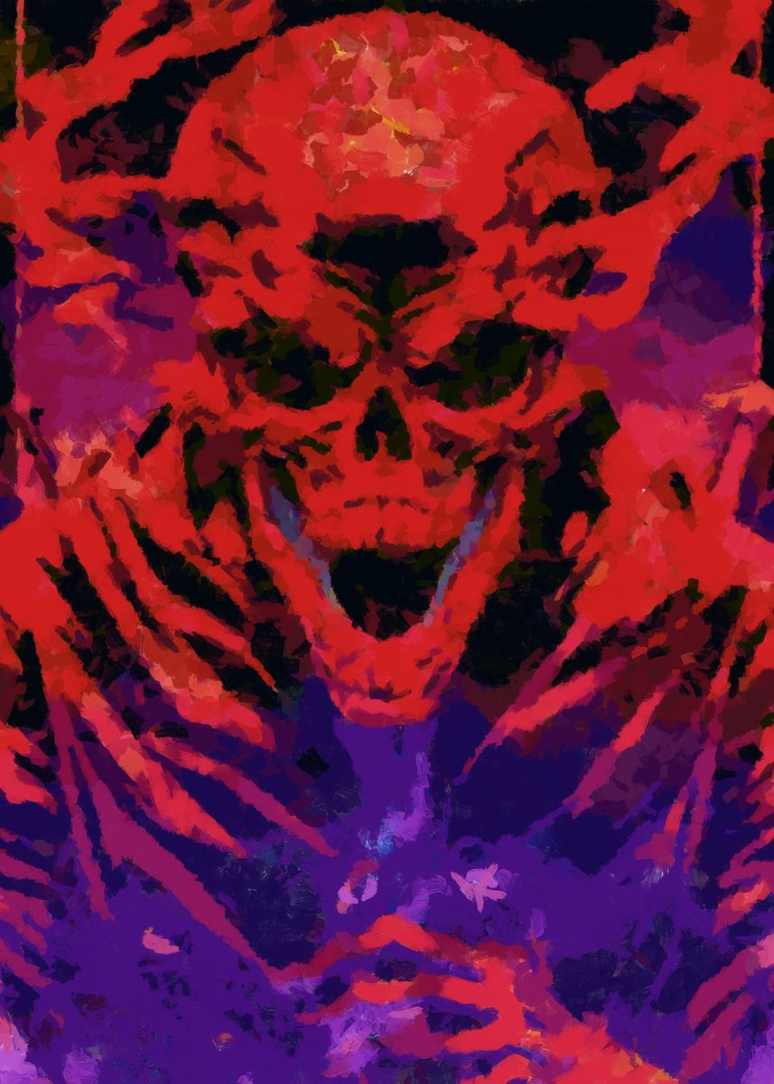 'Red skeleton horror' Poster, picture, metal print, paint by Evgenuy ...