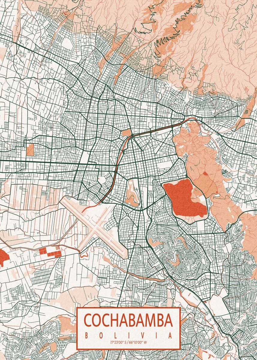 'Cochabamba Map Bohemian' Poster by deMAP Studio | Displate