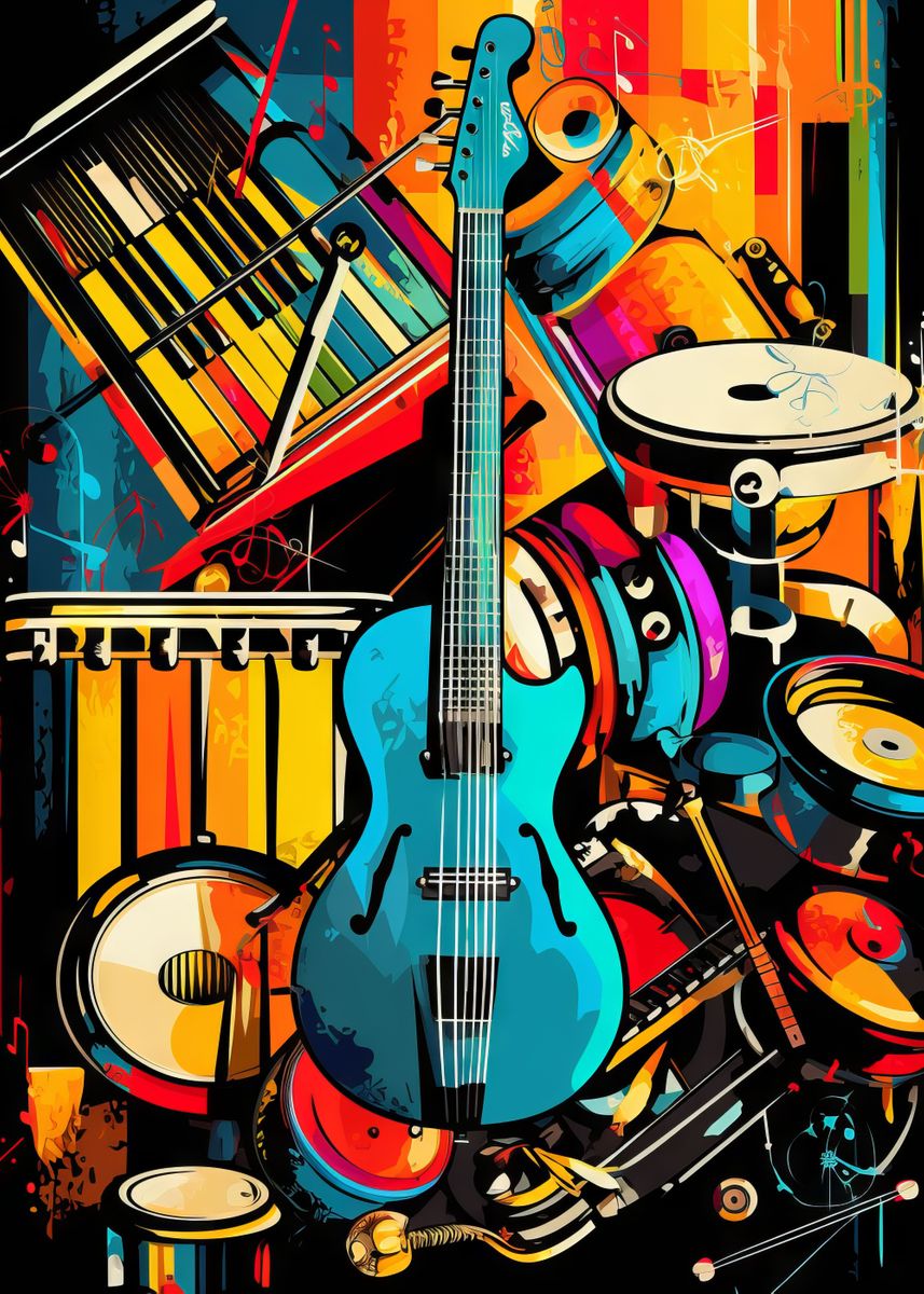 'Pop art instruments' Poster by Karen Foley | Displate