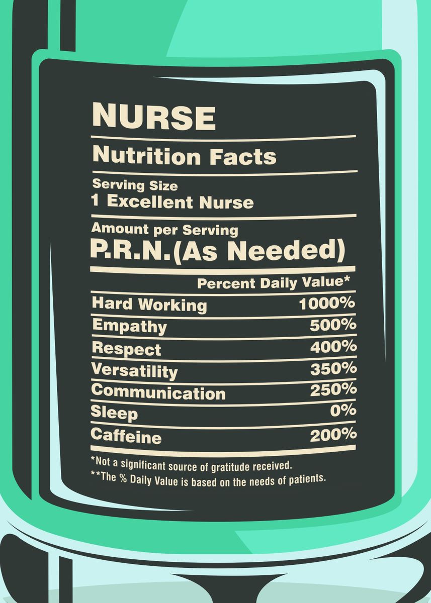 'Nurse Nutrition Facts 2' Poster, picture, metal print, paint by ...