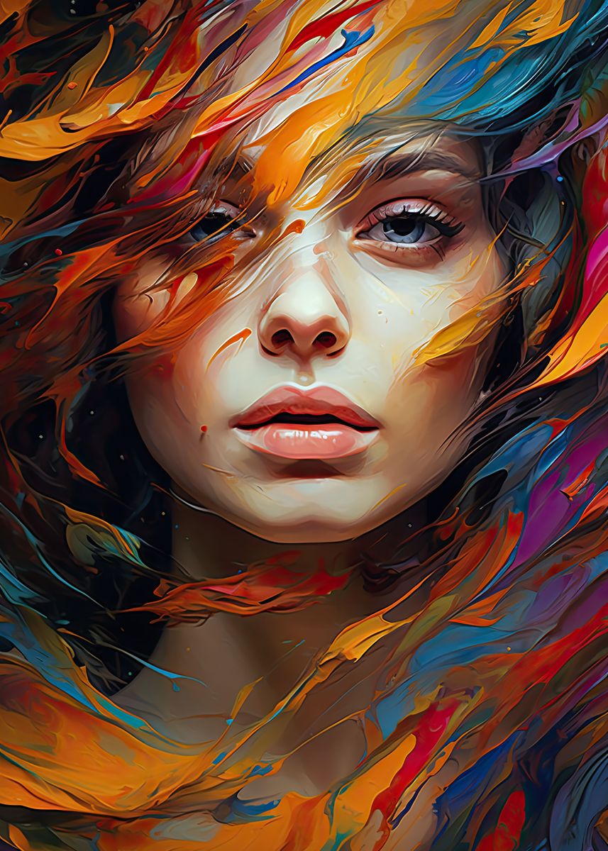 'colorful woman portrait' Poster, picture, metal print, paint by Jerhus ...