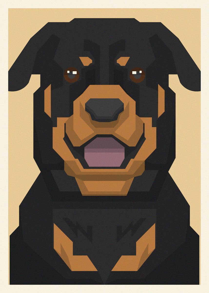 'Rottweiler' Poster, picture, metal print, paint by Zie Basilio | Displate