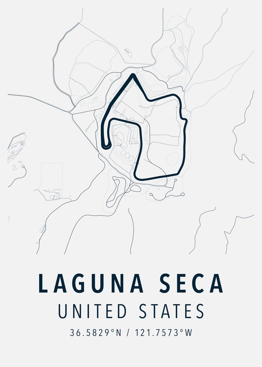 'laguna seca simple map' Poster, picture, metal print, paint by Denise ...