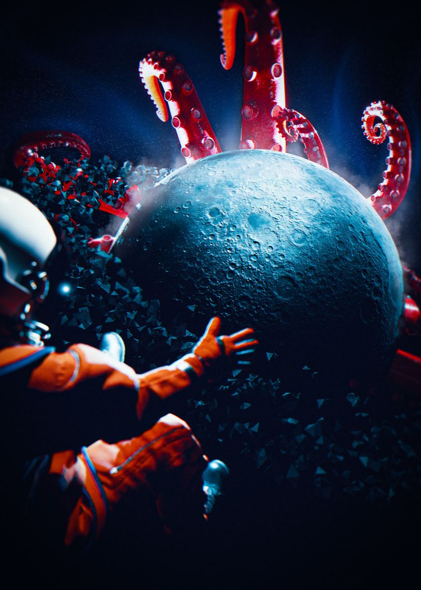 'Goodbye Moon' Poster, picture, metal print, paint by BY VIKTOR | Displate