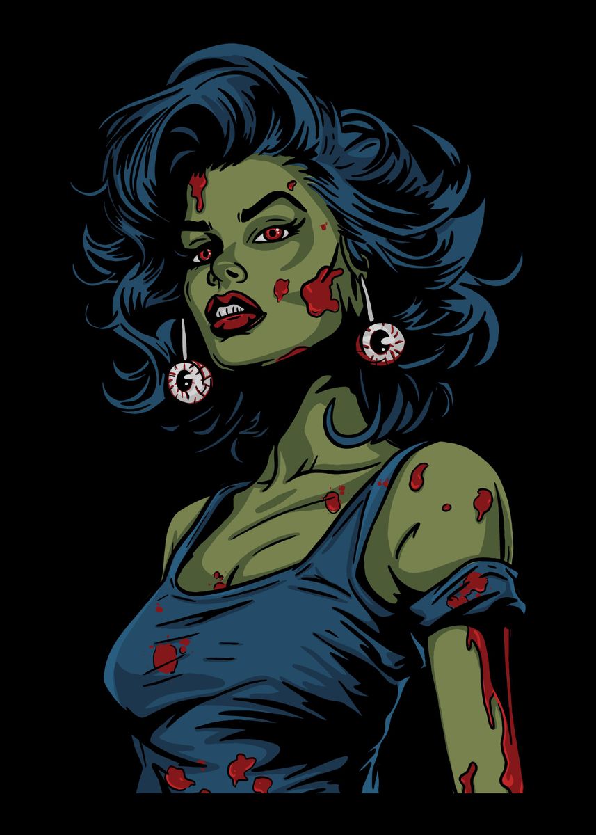 'Zombie Lady' Poster, picture, metal print, paint by BobbyBubble | Displate