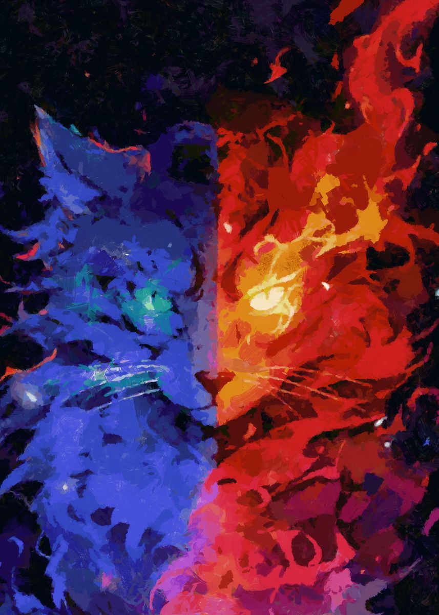 'Two spirit cat' Poster, picture, metal print, paint by Evgenuy ...