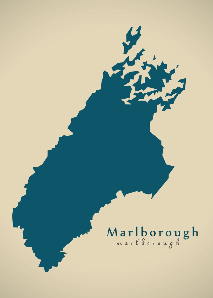 'Marlborough region map' Poster, picture, metal print, paint by Ingo ...