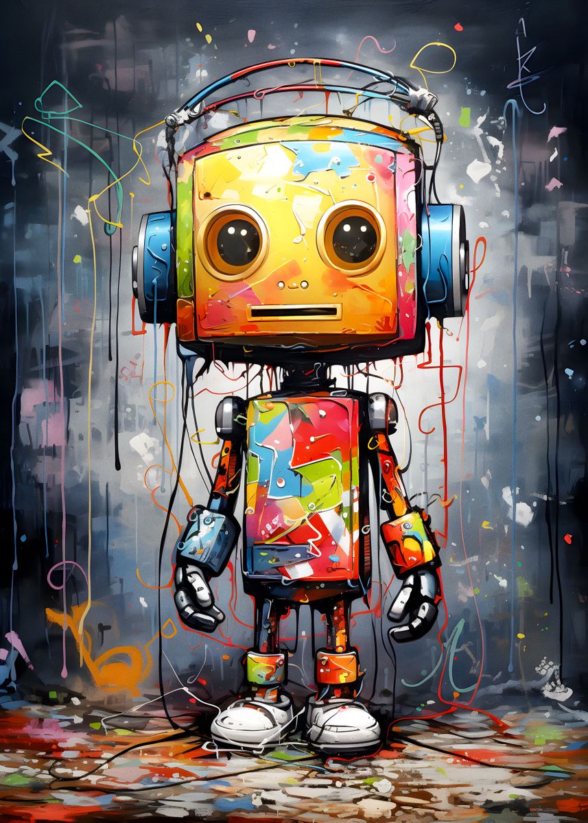 'Graffiti Robot Deligh' Poster, picture, metal print, paint by Steel ...