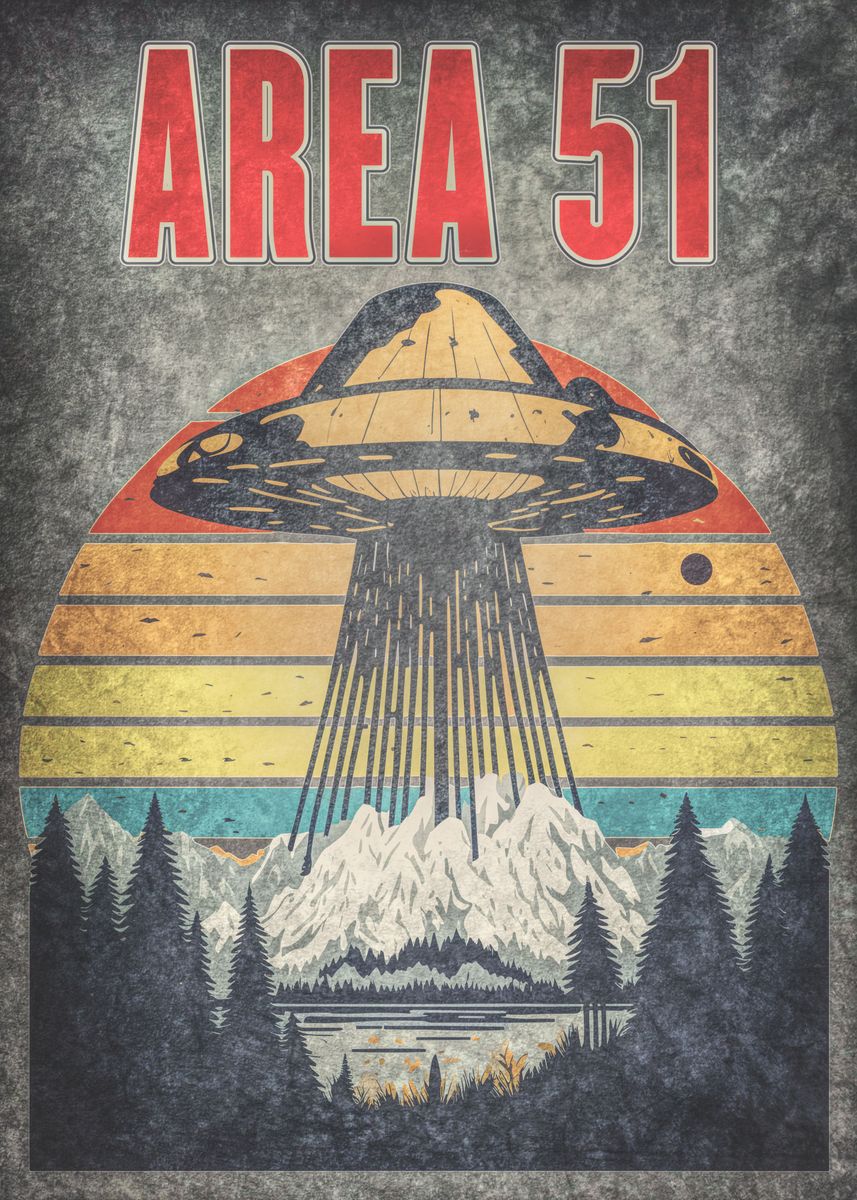 'UFO Area 51 retro Poster' Poster, picture, metal print, paint by Arts ...