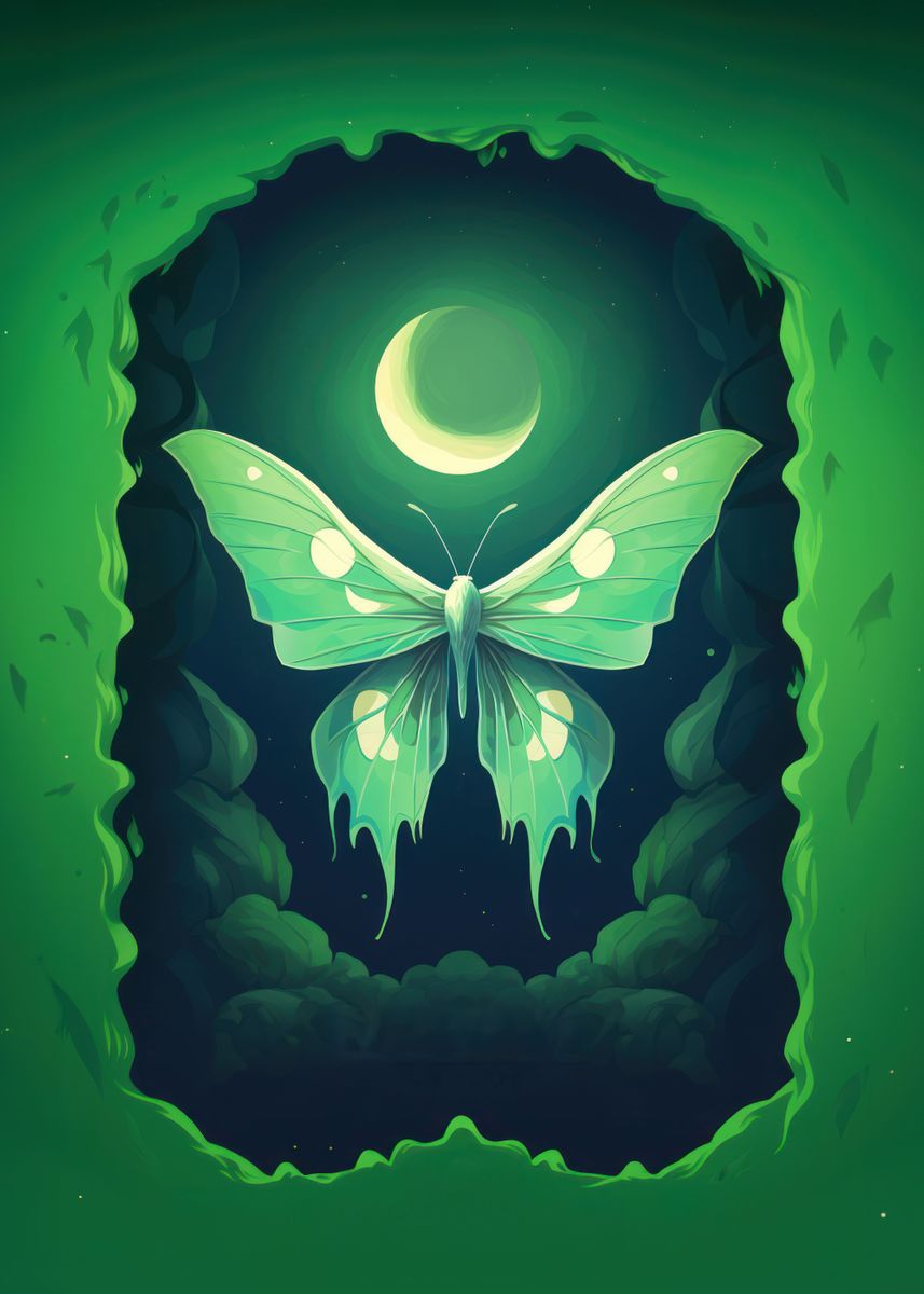 'Luna Moon Moth' Poster, picture, metal print, paint by mcmtdesigns ...