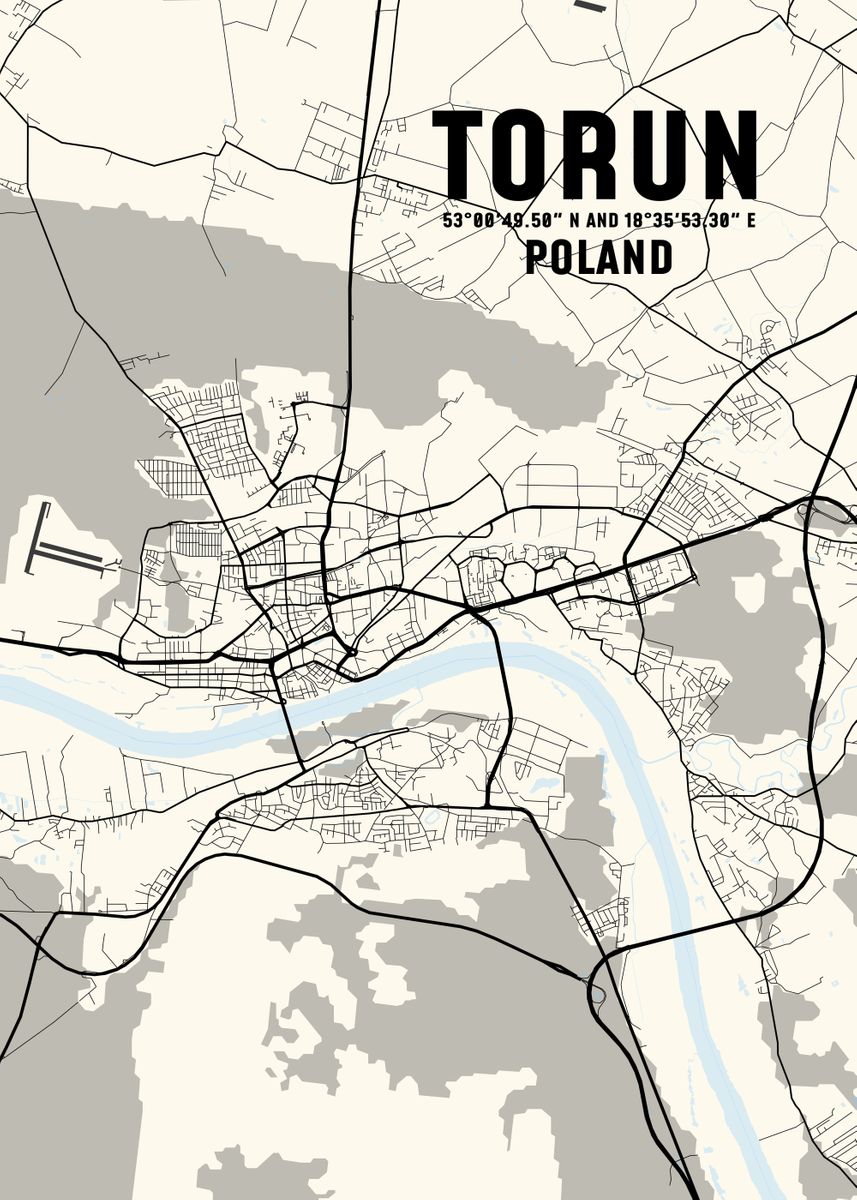 'Torun City Poland Maps' Poster, picture, metal print, paint by ...