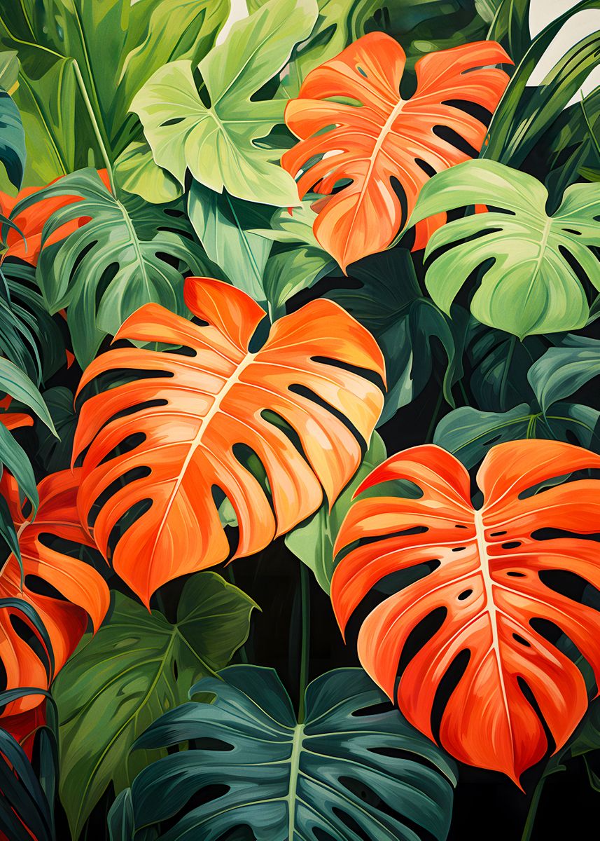 'Vibrant Monstera Display' Poster, picture, metal print, paint by Steel ...