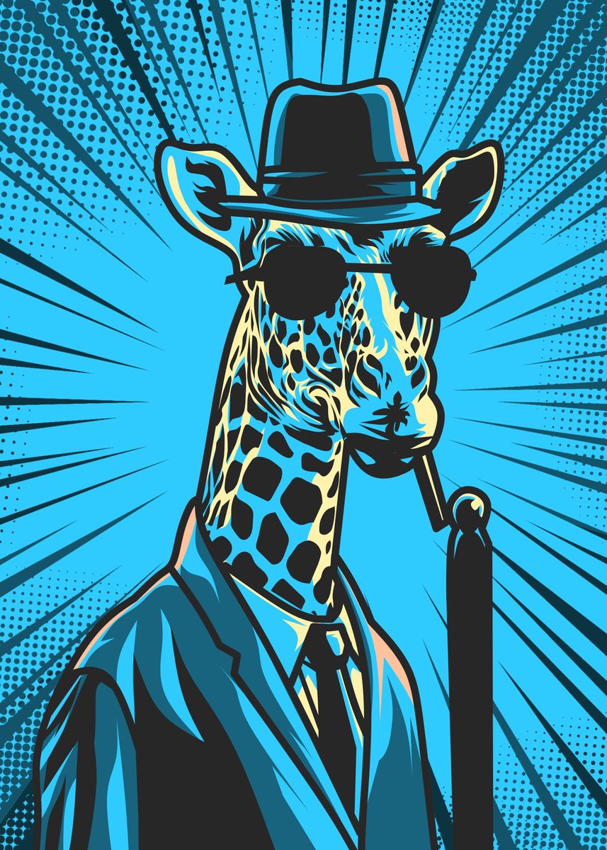 'Giraffe the Mafia' Poster, picture, metal print, paint by The Miracle ...