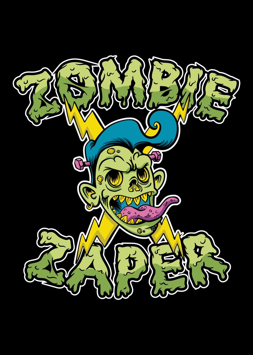 'Zombie Zaper' Poster, picture, metal print, paint by BobbyBubble ...
