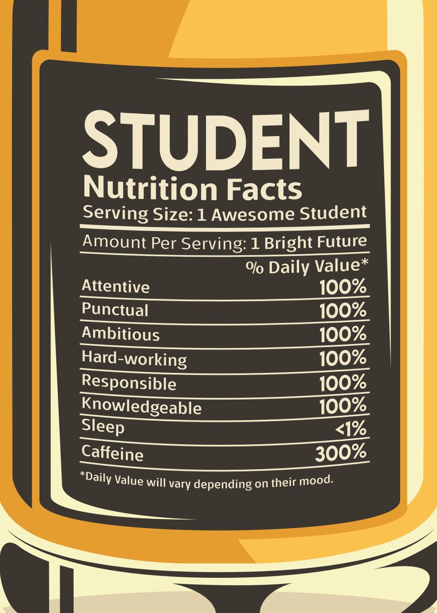 'Student Nutrition Facts' Poster by XandYart | Displate
